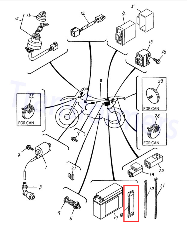 2007 Yamaha TTR50 TTR50E 1P6 Genuine Battery Strap Motorcycle Parts ...