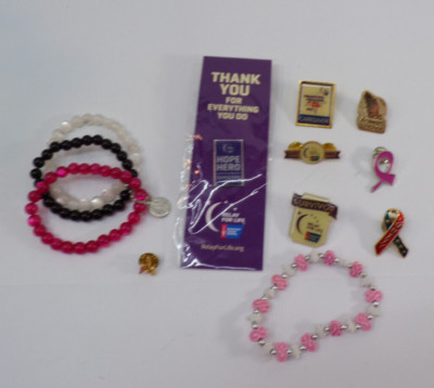 Assortment Of Relay for Life American Cancer Society Pins & Bracelets ...
