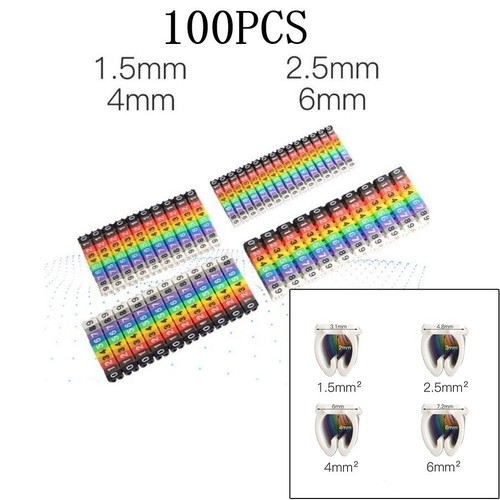 Wire Number Box Electrical Equipment 100Pcs Clip-on Design Number Tag ...