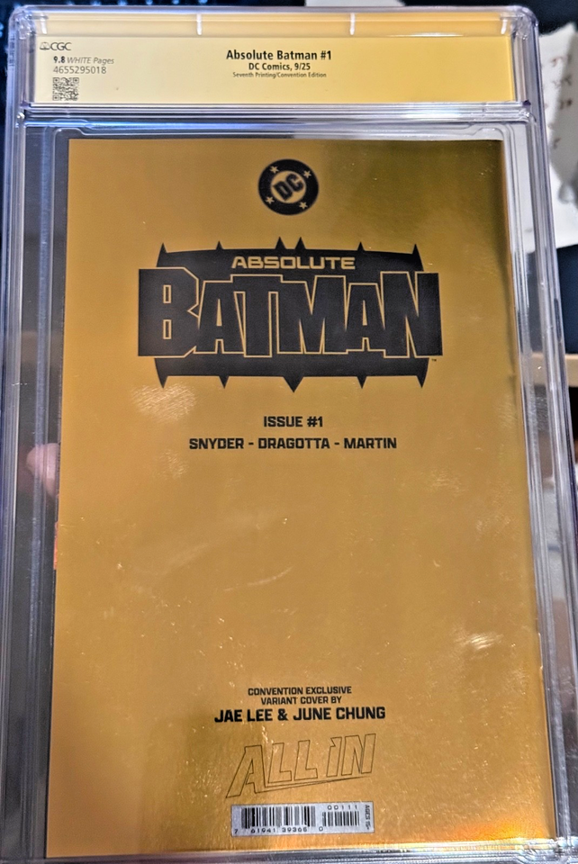 ABSOLUTE BATMAN #1 CGC 9.8 SS SDCC Foil Signed by Nick Dragotta & Scott ...