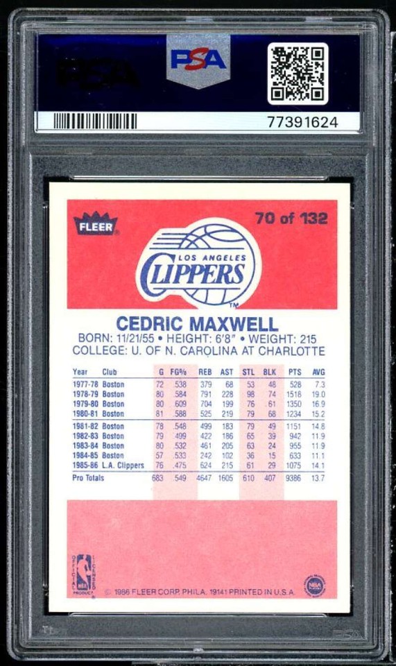 Cedric Maxwell Card 1987-88 Fleer #70 PSA 9 | eBay