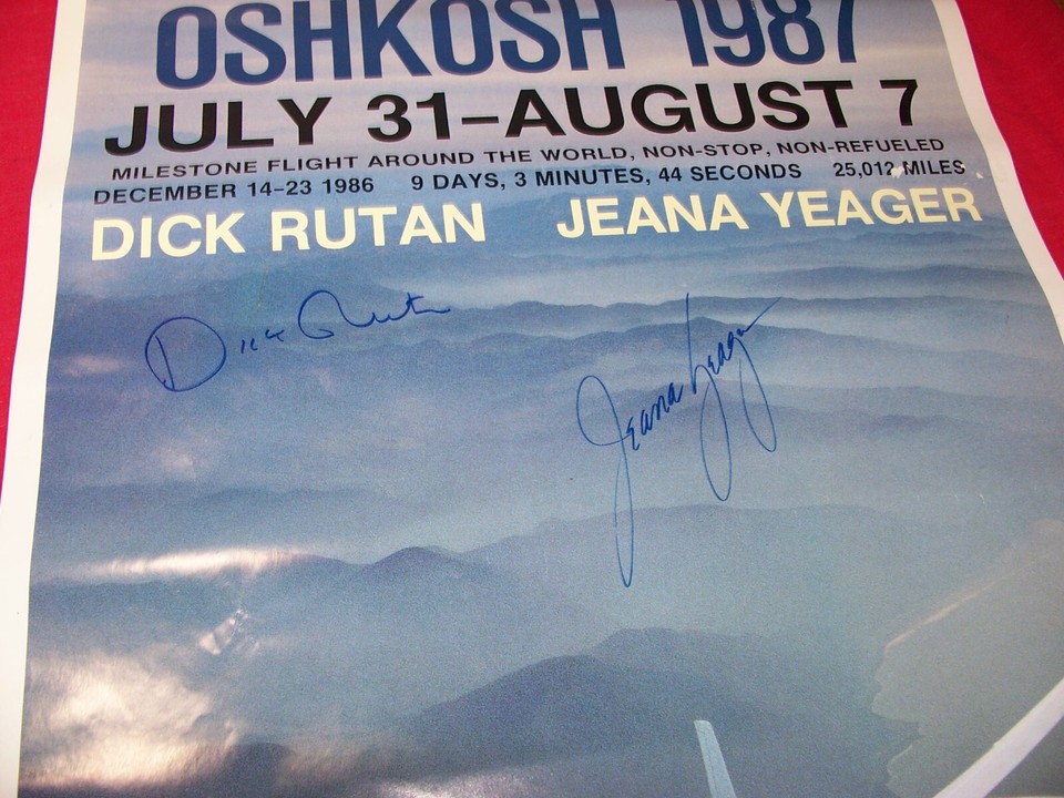 Autographed Model 76 Voyager Poster Signed by Dick Rutan & Jeana Yeager ...