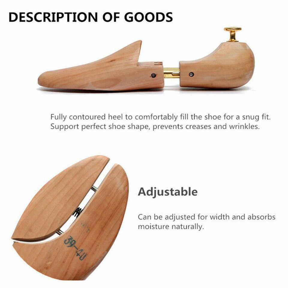 2pcs Cedar Wooden Leather Shoe Shaper Tree Spring Loaded Sneaker Boot ...