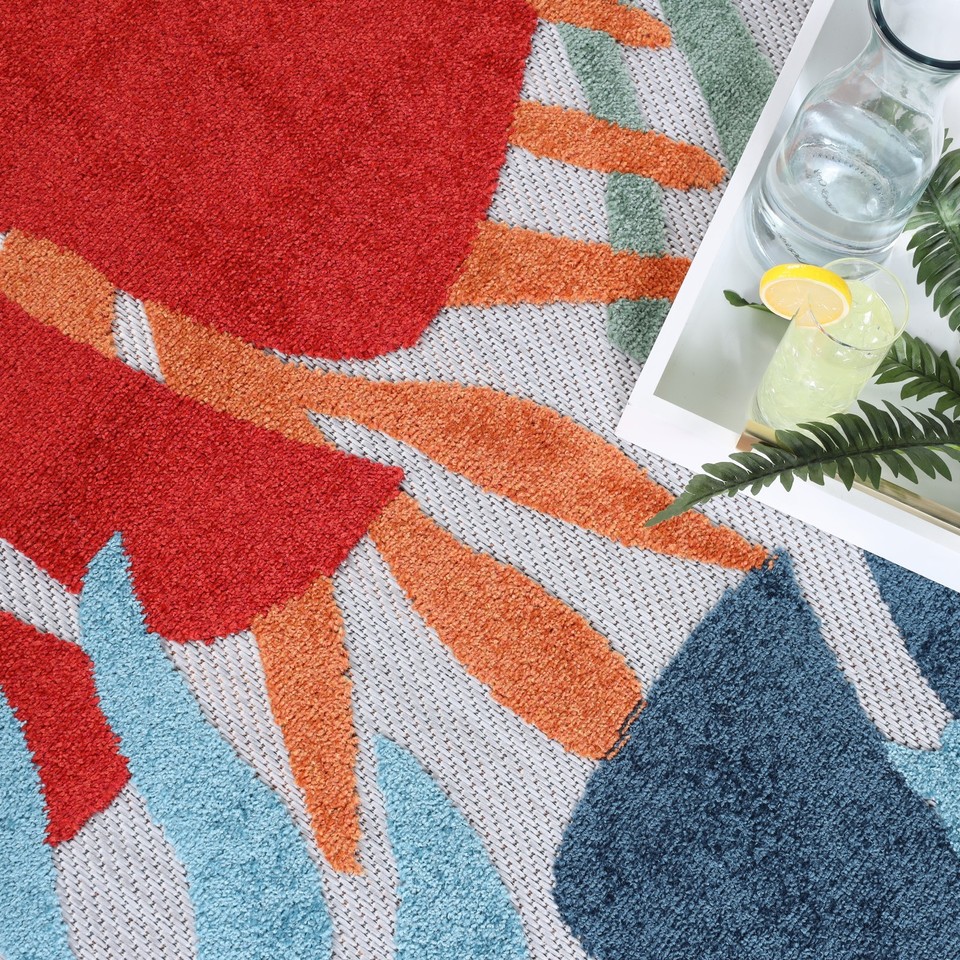 Tropical Leaves Coastal Palm Carpet Large Indoor Outdoor Area Rugs or ...