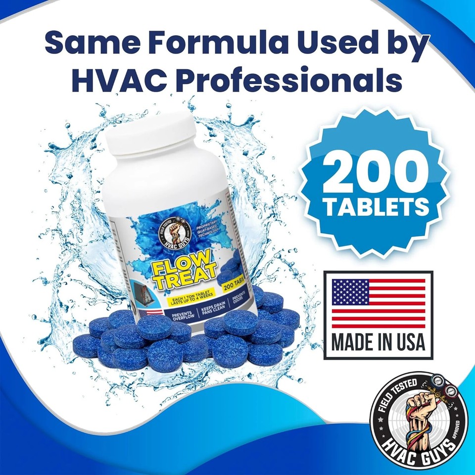 HVAC GUYS – Flow Treat Tabs - 200 Tablets | AC Drain Line Cleaner ...