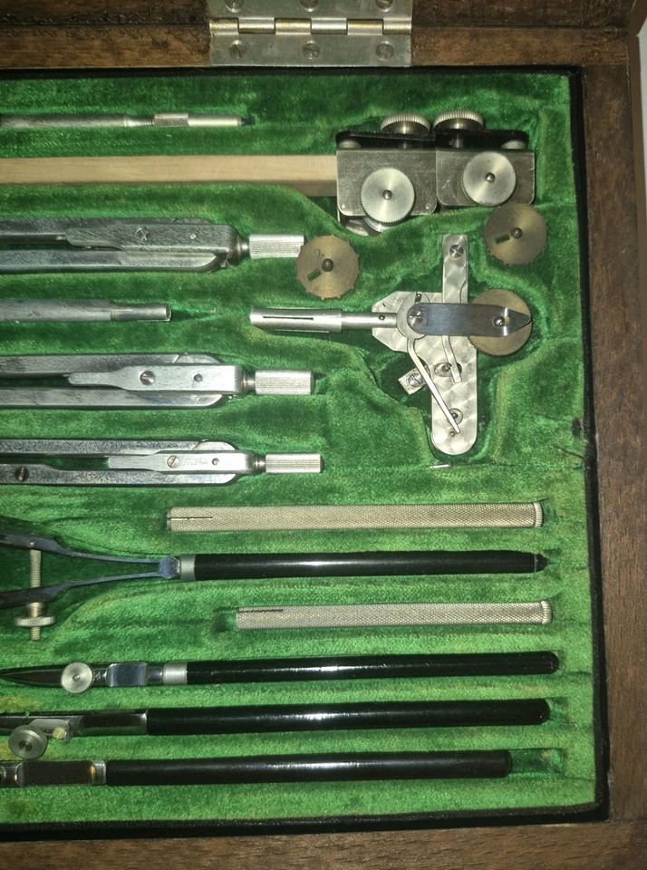 Beautiful Vintage ECOBRA Precision German Drafting Tool Set with Wooden Case | eBay