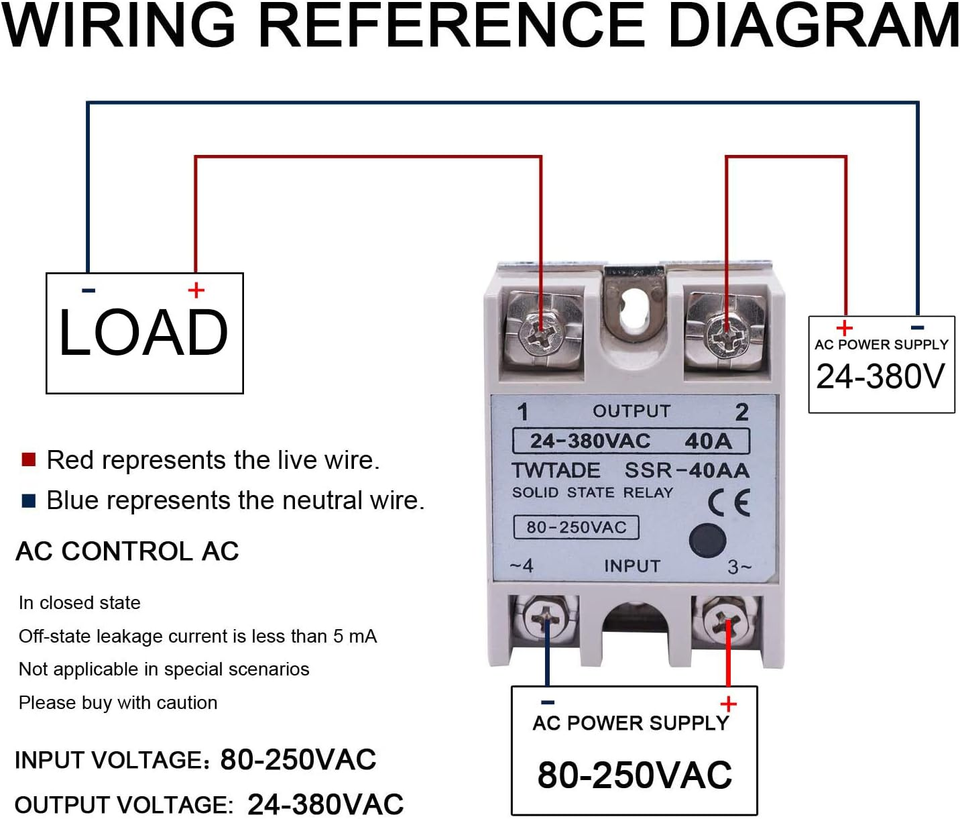 SSR-40 AA 40A AC 80-250V to AC 24V-380V SSR Solid State Relay + Heat ...