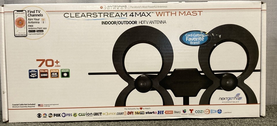 Antennas Direct ClearStream 4MAX Indoor/Outdoor UHF/VHF HDTV Antenna | eBay