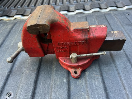 Vintage Starrett No. 014 Machinist Bench Vise W/Swivel Base/Anvil & 4 ...