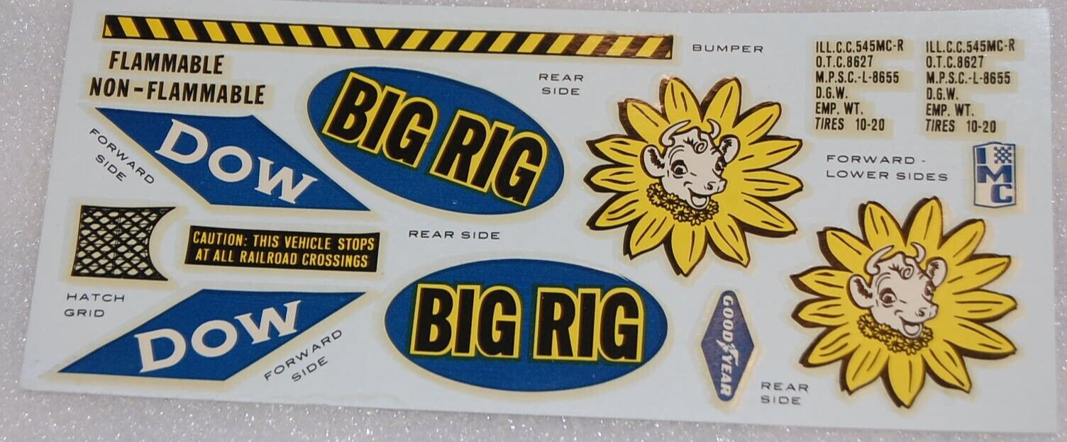 VINTAGE IMC INDUSTRO MOTIVE CORP BIG RIG TANKER PART NO 703 DECAL SHEET ...
