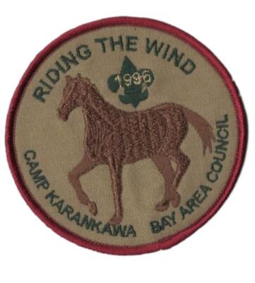 1996 Camp Karankawa Bay Area Council Riding the Wind BSA Patch RD Bdr ...