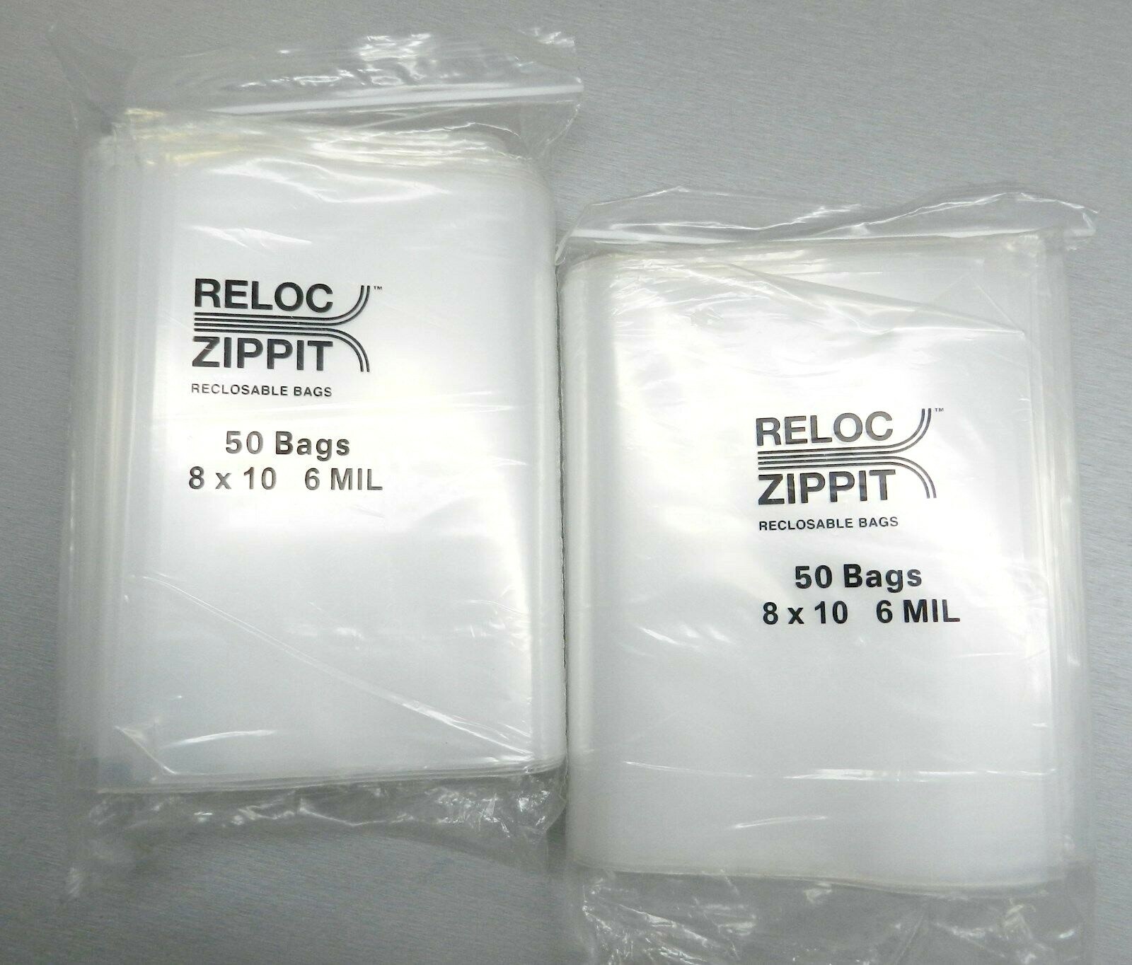 100 Reloc Zippit Bags 8" x 10" Heavy Duty 6 Mil Clear 8x10 Large Size ...