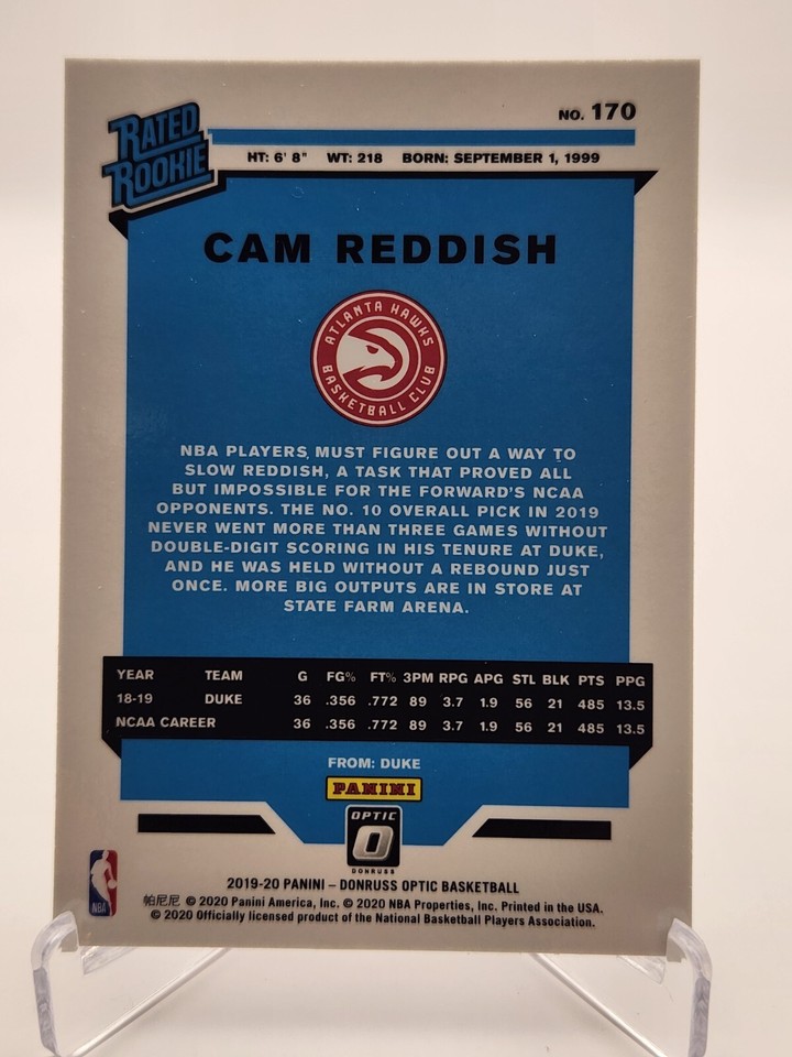 2019-20 Donruss Optic Cam Reddish Base Rated Rookie Card #170 ATLANTA ...