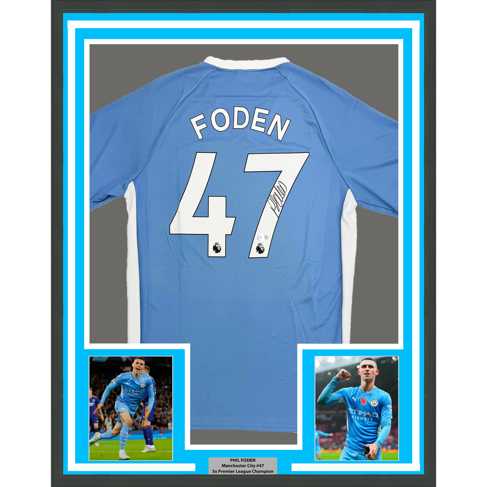 Framed Autographed/Signed Phil Foden 35x39 Manchester City Jersey ...