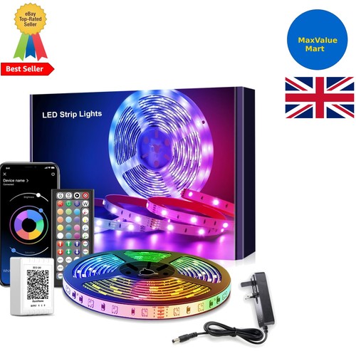 5m RGB Color Changing LED Strip Lights with Remote Control & Music Sync ...