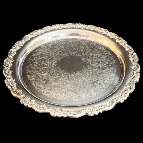 Vintage ONEIDA 12” Silver Plated Ornate Round Serving Tray | eBay
