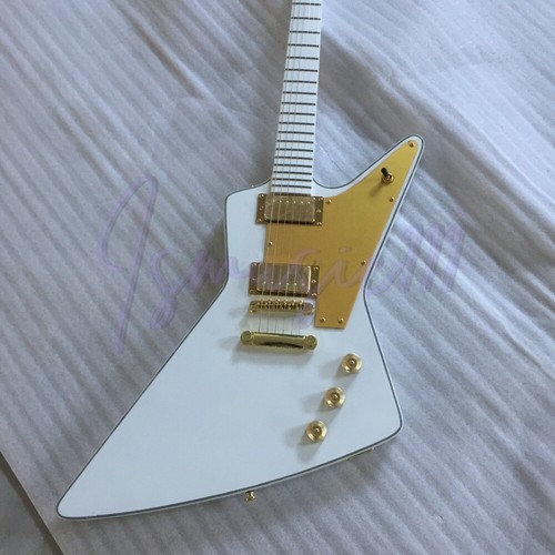 Factory Alpine White Explorer Electric Guitar Solid Mahogany Body Gold ...