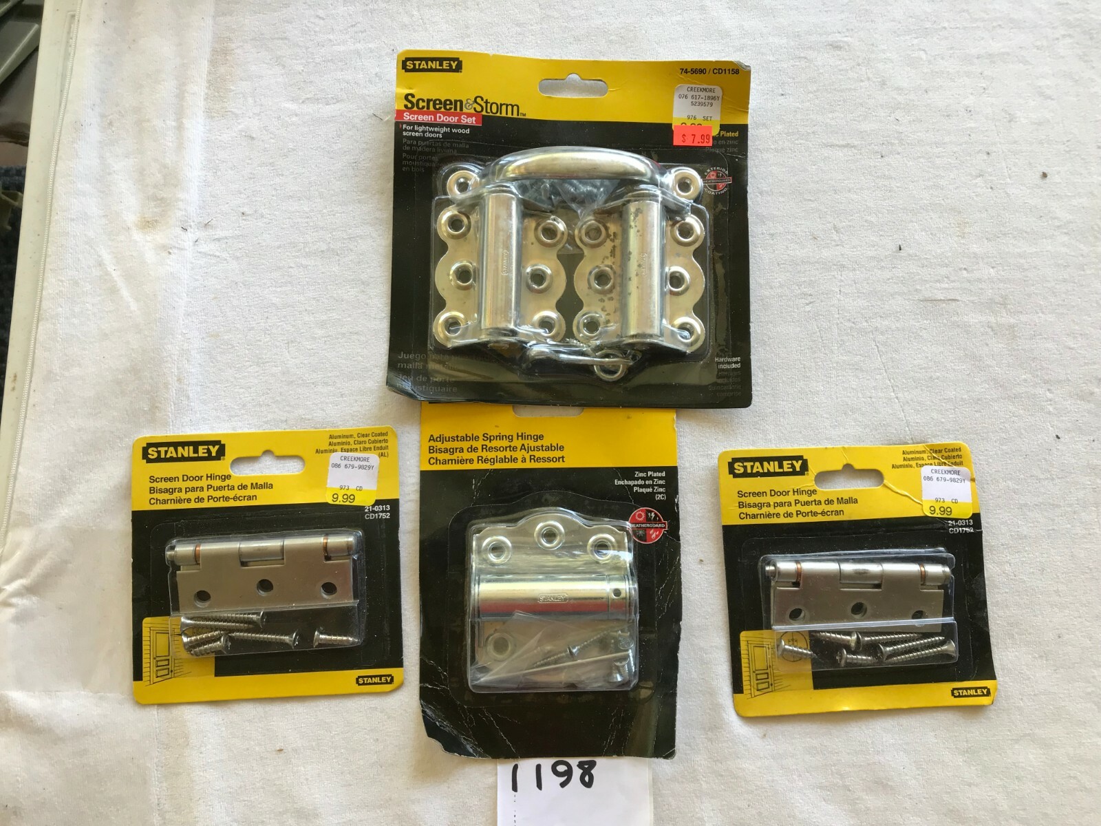 Lot of 4 Stanley Screen Door Hinges & Hardware - 1198 | eBay