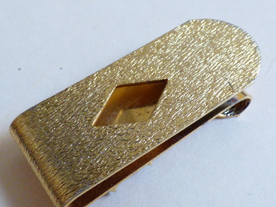 VTG gold tone Clear rhinestones Money Clip | eBay