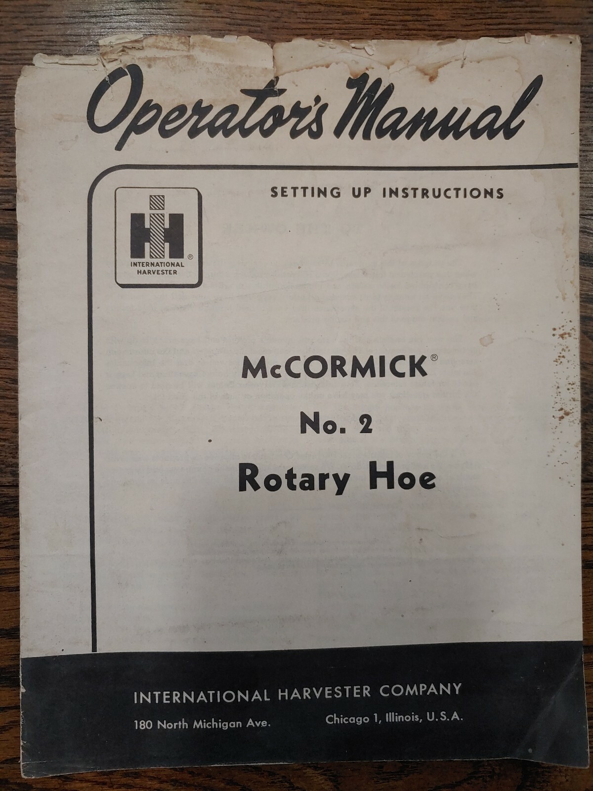 IH McCormick No. 2 Rotary Hoe Operators Owners Manual | eBay