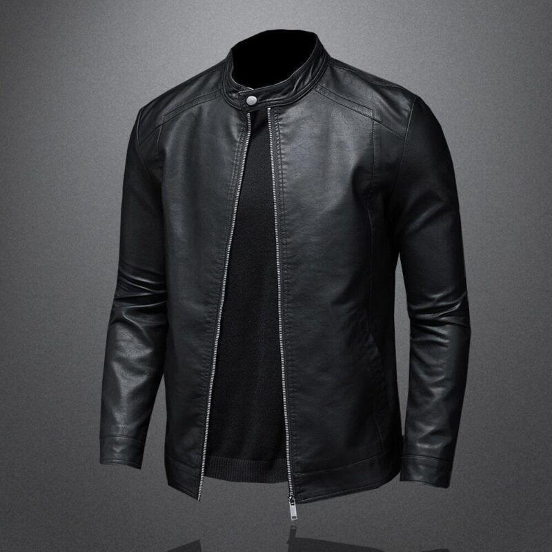 Fashion Men's Faux Leather Slim Fit Jacket Motorcycle Dress Casual ...