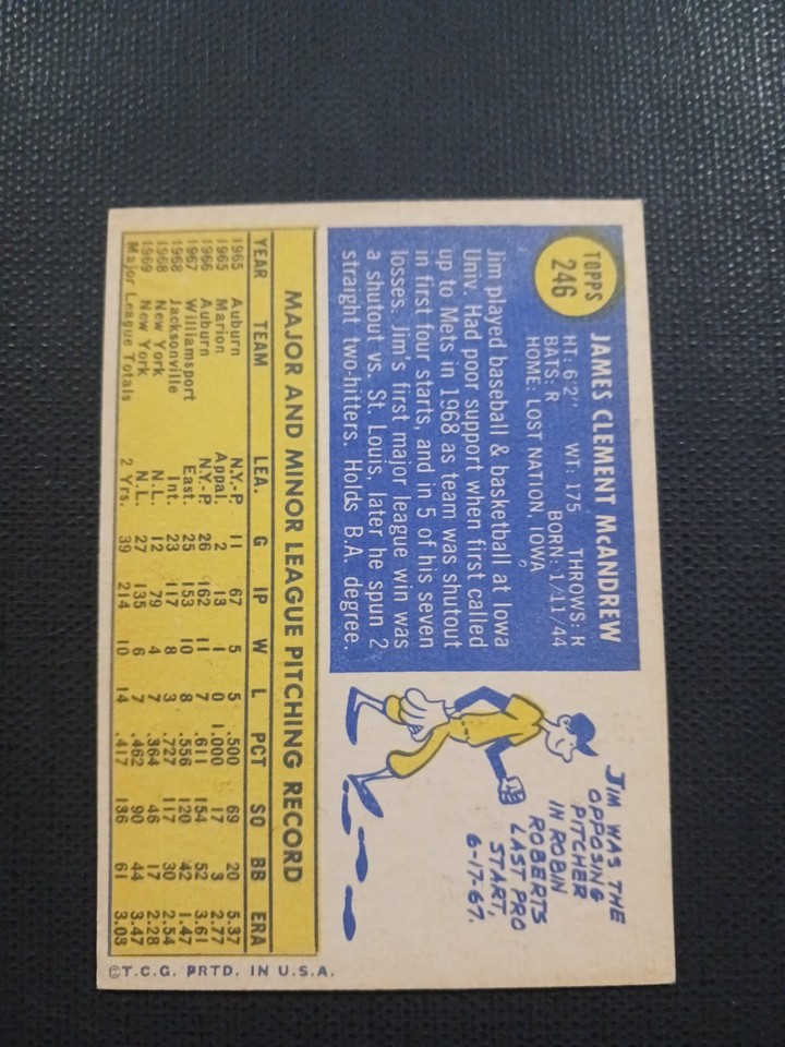 1970 Topps Jim McAndrew #246 New York Mets⚾️⚾️💥 VG-VG+ | eBay