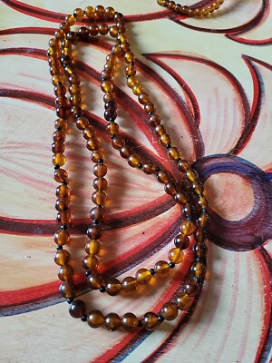 Superb String Of Amber Beads Approx 37" Long | eBay UK