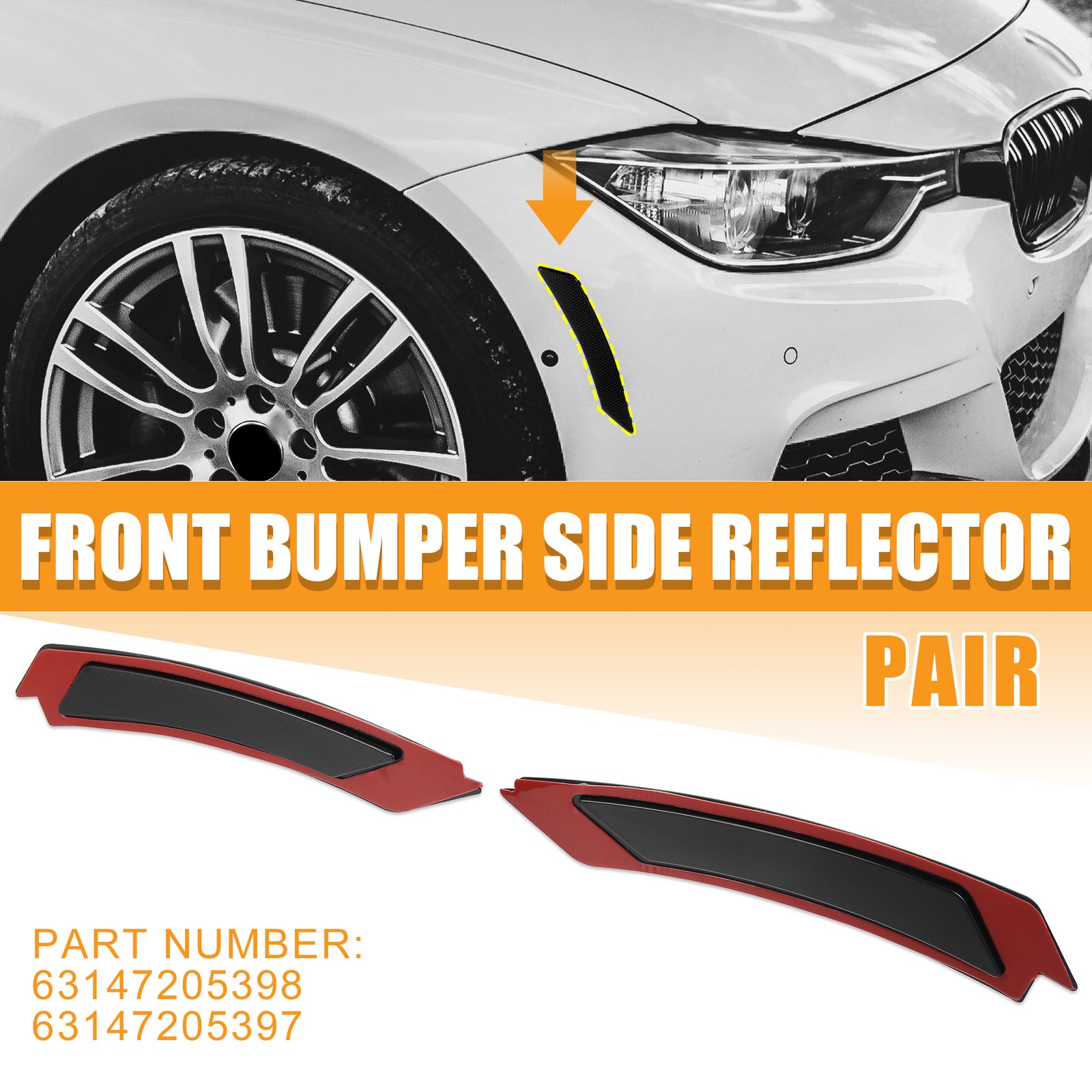 Pair Bumper Reflector 63147205397 for BMW 3 Series E90 E91 LCI 2009 ...