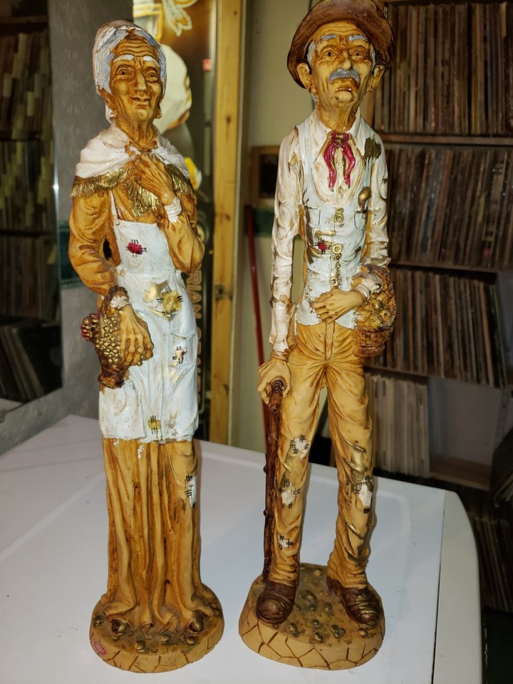 VTG Statues Old Woman And Elderly Man Figure Set Couple L Toni Italy ...