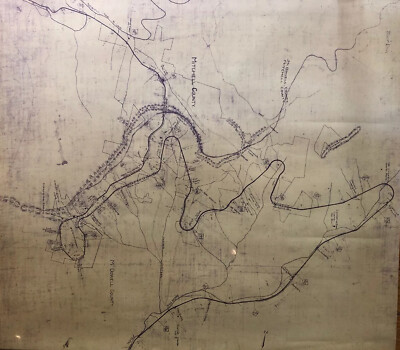 Railway Vintage Map Alta Pass North Carolina Blue ridge Train Track ...