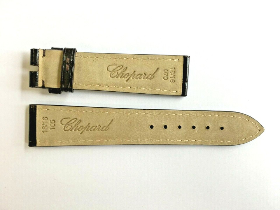Genuine Chopard 18mm x 16mm Very Dark Brown Shiny Alligator Watch Band ...