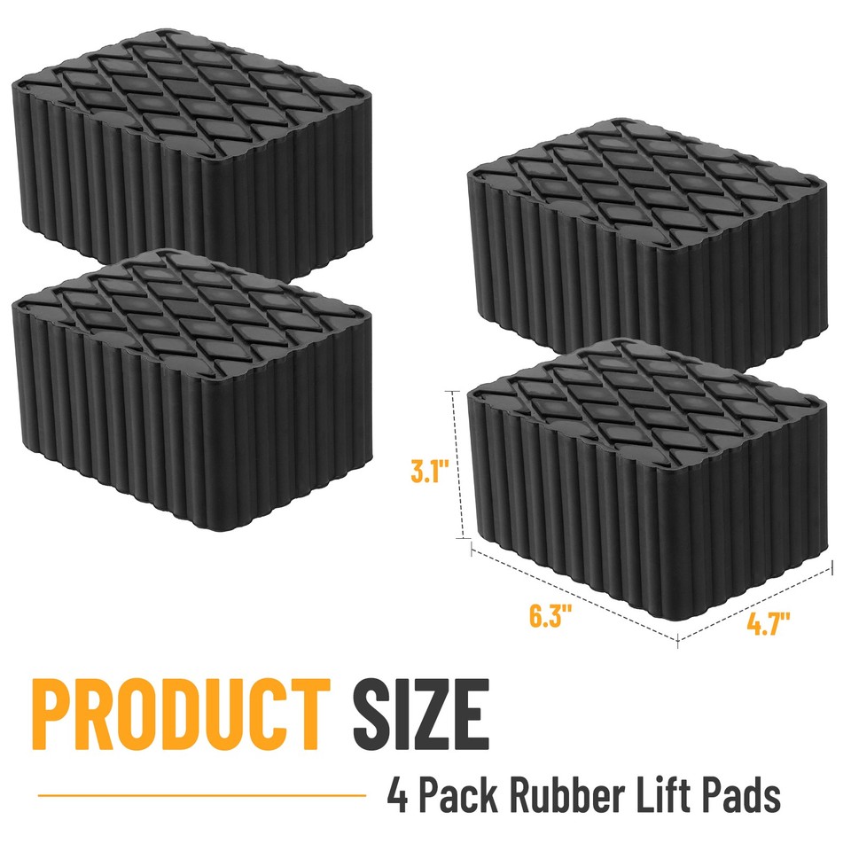 4x Solid Rubber Auto Lift Block Spacer Pad Heavy-Duty For Automobile ...