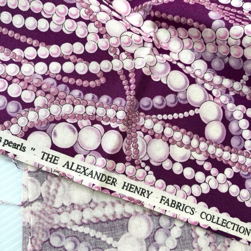 Alexander Henry Daisy’s Pearls Fabric 2003 Purple Pearl Print 110×83cm ...