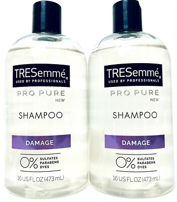 2 Bottles TRESemme 16 Oz Pro Pure Damage Shampoo 0% Sulfates Parabens ...