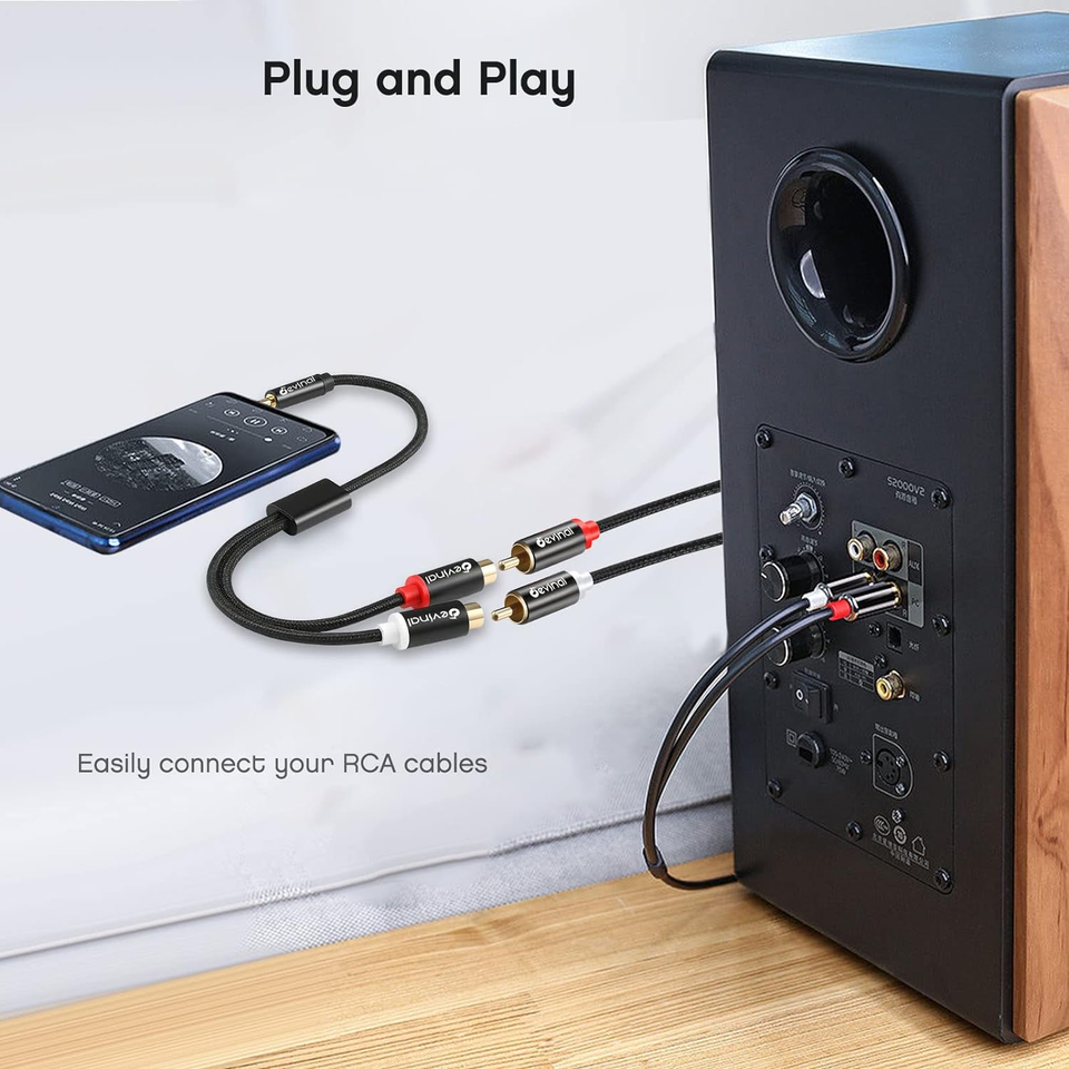 RCA to Aux Cable 3.5Mm to 2 RCA Female Cable, RCA Y Splitter Adapter ...