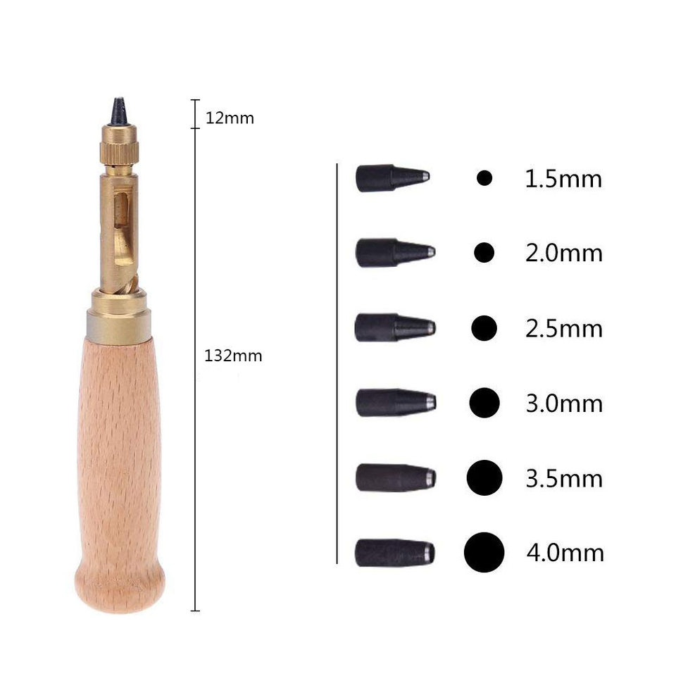 Japanese Screw Punch Auto Leather Tool Book Drill 6 Tips Sizes 1.5-4Mm for Sewin | eBay