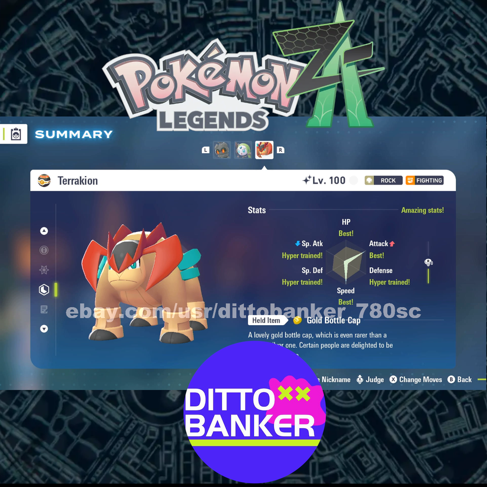 Pokemon Legends ZA SHINY TERRAKION Lv100 Adamant/6IV Hypertrain MAX EV Fast | eBay