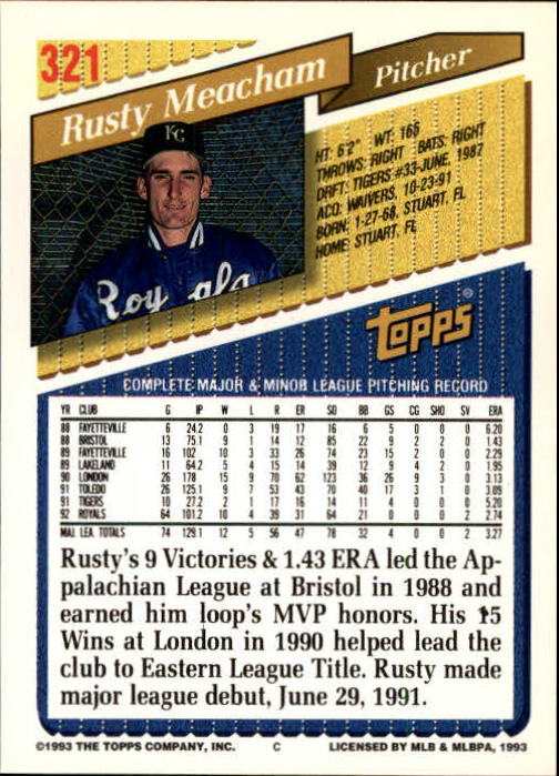 1993 Topps Gold #321 Rusty Meacham | eBay