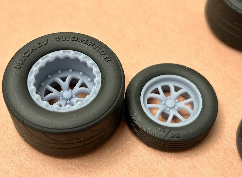 Resin 17/15 Scale inch Weld S76 Drag Wheels With Cheater Slicks 1/24, 1 ...