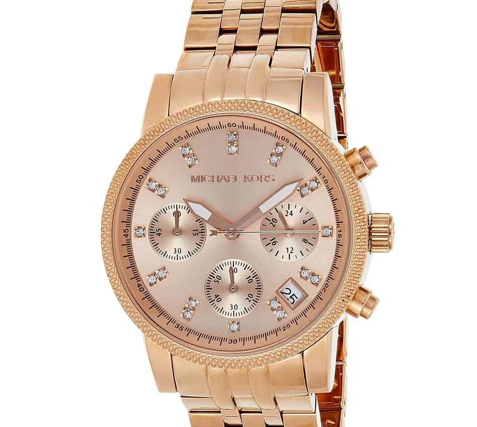Michael Kors Ladies MK5026 Acrylic Rose Gold Chronograph Michael Kors Ladies MK5026 Acrylic Rose Gold Chronograph