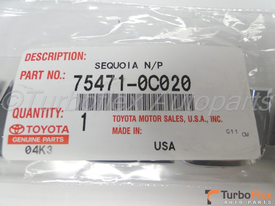Toyota Sequoia 2001-2007 Sequoia Back Door Emblem Genuine OEM 75471 ...