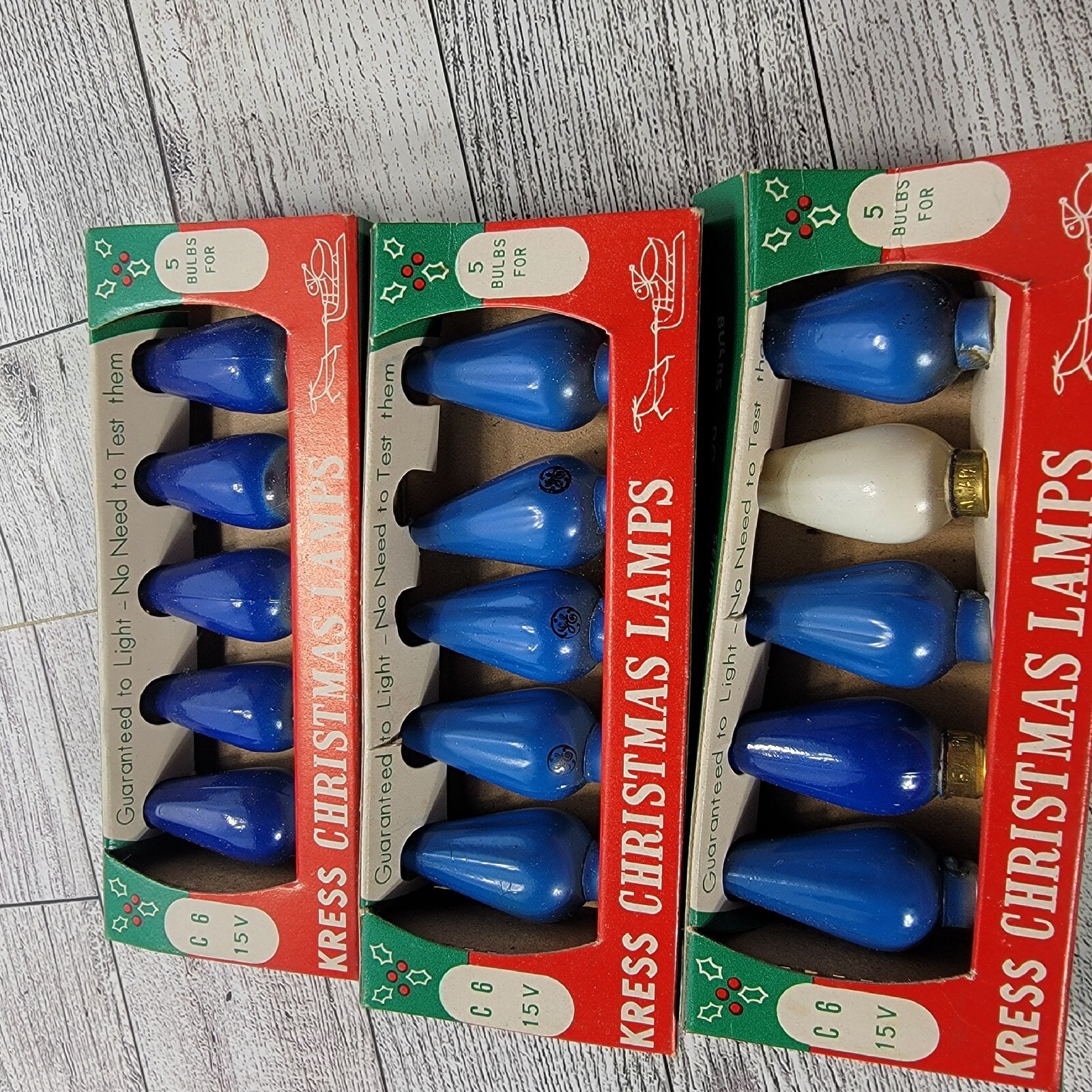 Vtg C6 GE Mazda Christmas Tree Lamps Lights 15 Bulbs In Kress Box | eBay