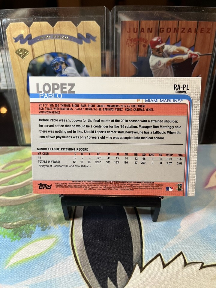 2019 Pablo Lopez Topps Chrome Autograph Auto Rookie RC # RA-PL 4A | eBay
