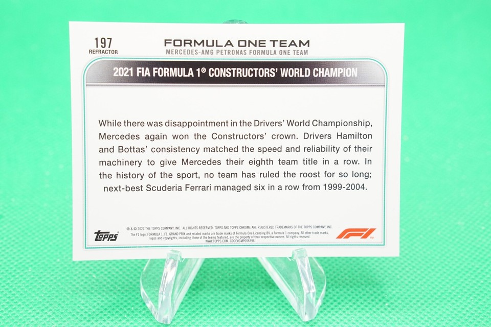 2022 Topps Chrome F1 Award Winners Refractor #197 Formula One Team CDW ...