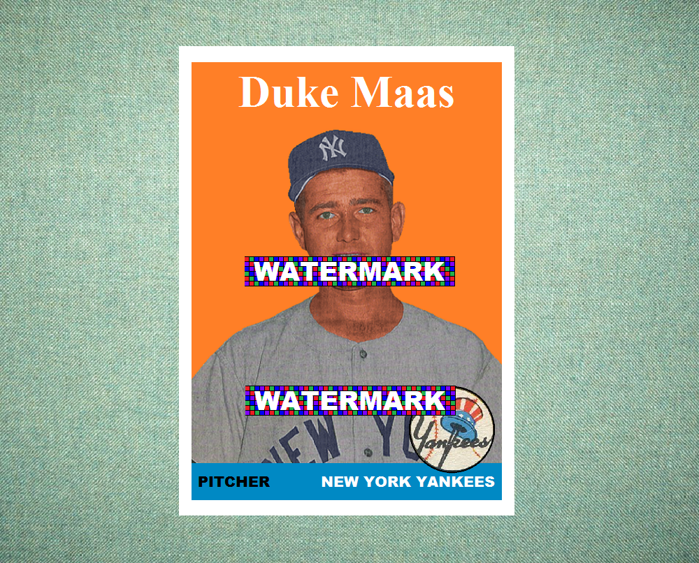 Duke Maas New York Yankees 1958 Style Custom Baseball Art Card | eBay