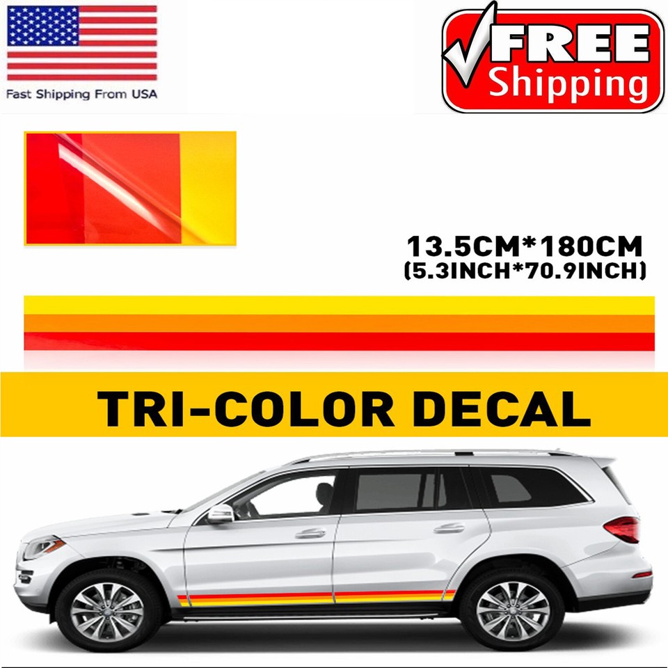 Tri-Color Stripe Decal Sticker For Toyota Tacoma TRD 4Runner Tundra ...