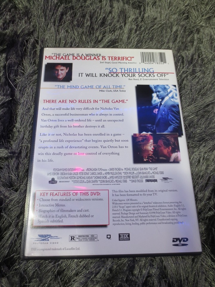 The Game DVD 1997 Widescreen Region 1 Michael Douglas Sean Penn ...