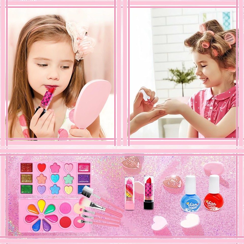 Non-Toxic Washable Kids Makeup Kit for Girls Ages 3-12Princess Toys ...