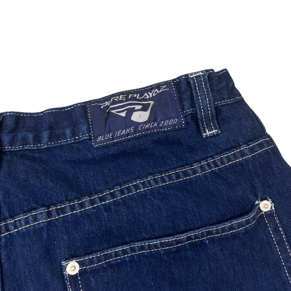 Vintage Y2k Pure Playaz Blue Jeans 38 Hip Hop Skater Baggy Wide Barrel ...
