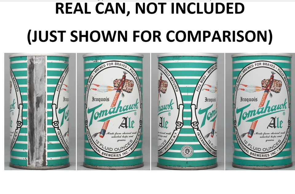 Iroquois Tomahawk Ale REPLICA / NOVELTY beer can, paper label | eBay